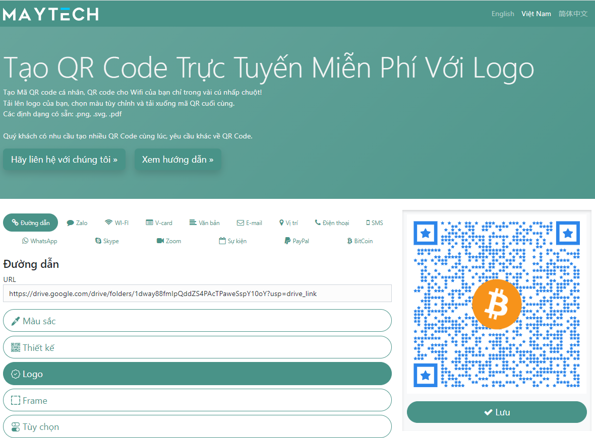 Tạo và tải xuống mã QR: Nhấp vào nút “Lưu”. Và chọn loại định dạng mà bạn muốn tải xuống như ...